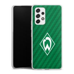 DeinDesign Galaxy A53 5G Handy Silikon H&uuml;lle Case transparent Handyh&uuml;lle Carbon Official Licensed Product Sv Werder Bremen Silikon Case