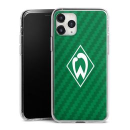 DeinDesign iPhone 11 Pro Max Handy Silikon H&uuml;lle Case transparent Handyh&uuml;lle Carbon Official Licensed Product Sv Werder Bremen Silikon Case