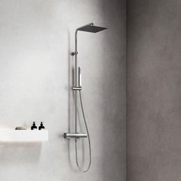 Fortis Spa flat 250 XL Duschsystem mit Thermostat, Metall-Stabhandbrause und Metall-Kopfbrause extraflach, 1124238PC,