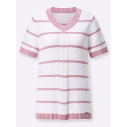 WITT Damen Kurzarmpullover in Linksstrick-Optik, ros&eacute;, Gr&ouml;&szlig;e 48