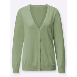 WITT Damen Strickjacke mit Knopfleiste, eucalyptus, Gr&ouml;&szlig;e 40