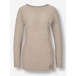 CREATION L PREMIUM Witt Damen Langarm-Pullover in Rippenstrick, beige-meliert, Gr&ouml;&szlig;e 48