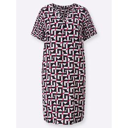 WITT Damen Druckkleid in Viskose-Web-Qualit&auml;t, schwarz-rot-bedruckt, Gr&ouml;&szlig;e 38