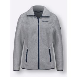 WITT Damen Fleecejacke mit Stickerei, grau-meliert, Gr&ouml;&szlig;e 44