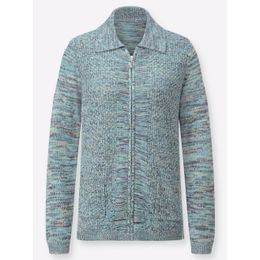 WITT Damen Strickjacke mit Struktur-Muster, blaugr&uuml;n-himmelblau-meliert, Gr&ouml;&szlig;e 40
