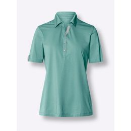WITT Damen Poloshirt mit Kontrasten, salbei, Gr&ouml;&szlig;e 46
