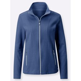 WITT Damen Shirtjacke mit Ripp-Struktur, jeansblau, Gr&ouml;&szlig;e 40