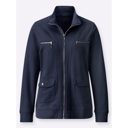 WITT Damen Shirtjacke aus reiner Baumwolle, marine, Gr&ouml;&szlig;e 54