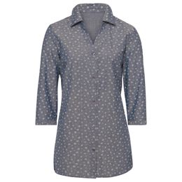 WITT Damen Jeansbluse mit Schmetterlings-Druck, blue-bleached, Gr&ouml;&szlig;e 50