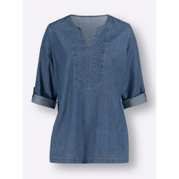 sheego Gro&szlig;e Gr&ouml;&szlig;en Jeanstunika mit Krempel-&Auml;rmeln, blue-stone-washed, Gr&ouml;&szlig;e 54 - Damen