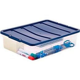 Aufbewahrungsbox Fellowes BANKERS BOX, Volumen 12 l, stapelbar, Deckel mit Klippverschluss, L 400 x B 320 x H 110 mm Polypropylen, transparent-dunkelblau