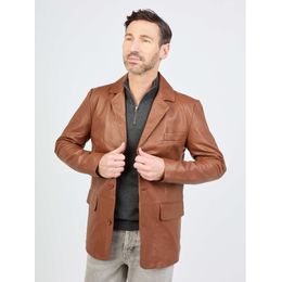 Lederjacke JCC "Armando", Herren, Gr. 46, braun (cognac), Obermaterial: 100% Leder; Futter: 100% Polyester, mit Knopf, Jacken