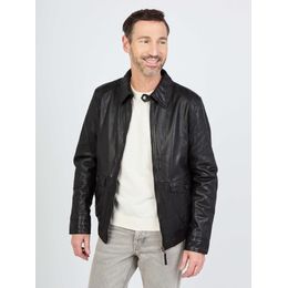 Bikerjacke JCC "Samuel", Herren, Gr. 48, schwarz, Obermaterial: 100% Leder Lamm; Futter oben: 100% Baumwolle; Futter unten: 100% Polyester; Ärmelfutter: 100% Polyester, mit Knopf, Jacken