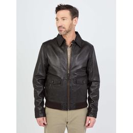 Bikerjacke JCC "Samuel", Herren, Gr. 48, braun, Obermaterial: 100% Leder Lamm; Futter oben: 100% Baumwolle; Futter unten: 100% Polyester; Ärmelfutter: 100% Polyester, mit Knopf, Jacken