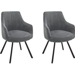 Esszimmerstuhl MCA furniture "Sassello", grau (grau, schwarz matt lackiert), B:60cm H:87cm T:61cm, Stühle, Stuhl 180drehbar mit Nivellierung, Stoffbezug, belastbar bis 120 kg