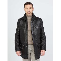 Ledermantel JCC "41607", Herren, Gr. 46, schwarz, Obermaterial: 100% Leder Lamm; Futter: 100% Polyester; Wattierung: 100% Polyester; Pelzimitat: 100% Polyester, Mäntel