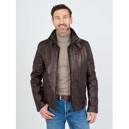 Bikerjacke JCC "63535", Herren, Gr. 48, braun, Oberstoff: 100% Lammleder; Innenmaterial: 100% Polyester; Ärmelfutter: 100% Polyester, Jacken