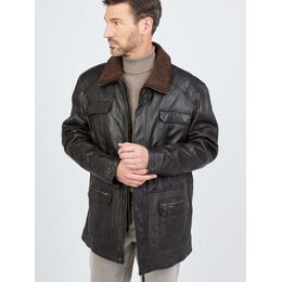 Ledermantel JCC "41607", Herren, Gr. 46, braun, Obermaterial: 100% Leder Lamm; Futter: 100% Polyester; Wattierung: 100% Polyester; Pelzimitat: 100% Polyester, Mäntel