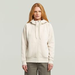 G-Star Raw Kapuzensweatjacke G-STAR "Premium core 2.1 hdd zip thru", Damen, Gr. L (40), weiß (weißbait), Sweatware, Obermaterial: 55% Baumwolle, 45% Polyester, regular fit, Sweatjacken, mit tonaler Logostickerei