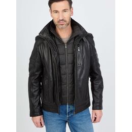 Bikerjacke JCC "63535", Herren, Gr. 58, schwarz, Oberstoff: 100% Lammleder; Innenmaterial: 100% Polyester; &Auml;rmelfutter: 100% Polyester, Jacken