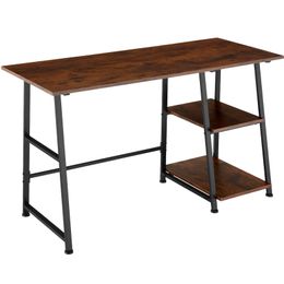 TecTake&reg; Schreibtisch, Industrial Style, trapezf&ouml;rmiges Gestell, Seitenregal mit 2 Ablagef&auml;chern, 120 x 50 x 73,5 cm
