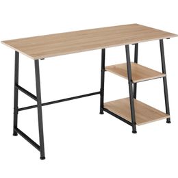 TecTake&reg; Schreibtisch, Industrial Style, trapezf&ouml;rmiges Gestell, Seitenregal mit 2 Ablagef&auml;chern, 120 x 50 x 73,5 cm