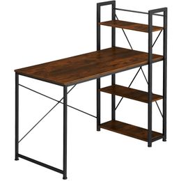 TecTake&reg; Computer-Schreibtisch, Industrial Style, integriertes Regal mit 3 Ablagef&auml;chern, 122 x 61 x 120 cm