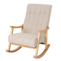Schaukelstuhl MCW-K10, Schaukelsessel Schwingstuhl Relaxsessel MVG ~ Stoff/Textil creme, Gestell braun