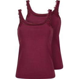 w&auml;schepur w&auml;schepur Damen Tr&auml;gerhemd mit Spitze an den Tr&auml;gern, bordeaux, Gr&ouml;&szlig;e 52