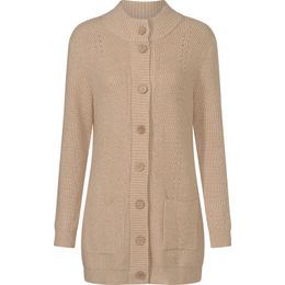 WITT Damen Ajourstrickjacke im Mustermix, beige-ecru-meliert, Gr&ouml;&szlig;e 44