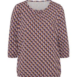 WITT Damen 3/4-Arm-Shirt im grafischen Muster, aubergine-flieder-bedruckt, Gr&ouml;&szlig;e 38