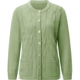 WITT Damen Strickjacke mit Zopfmuster, eucalyptus, Gr&ouml;&szlig;e 50