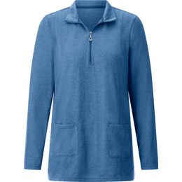 WITT Damen Longshirt, mittelblau-meliert, Gr&ouml;&szlig;e 36