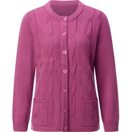 WITT Damen Strickjacke mit Zopfmuster, erika, Gr&ouml;&szlig;e 54