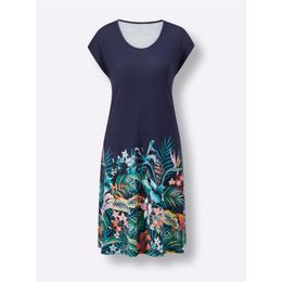 feel good Damen Sommerkleid in A-Linie marine-orange-bedruckt Gr&ouml;&szlig;e 40/42