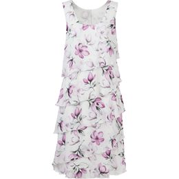 Damen Druckkleid im Lagenlook orchidee-ecru-bedruckt, Gr&ouml;&szlig;e 38