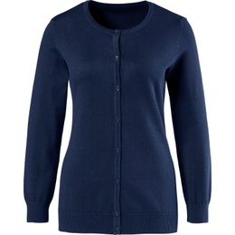 CR&Eacute;ATION L Damen Strickjacke aus reiner Baumwolle marine Gr&ouml;&szlig;e 38