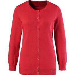 Damen Strickjacke aus reiner Baumwolle korallenrot, Gr&ouml;&szlig;e 38