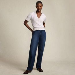 LANDS' END Soft Denim Relaxte Straight Fit Jeans Mid Waist, Damen,  Blau, Elasthan/Baumwoll-Mischung, by Lands' End