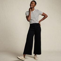LANDS' END Schwarze Culotte-Jeans High Waist, Damen,  Schwarz, Elasthan/Baumwoll-Mischung/Polyester-Mischung, by Lands' End