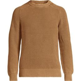 LANDS' END DRIFTER Pullover im Shaker-Rippstrick, Herren,  Beige, Baumwolle, by Lands' End