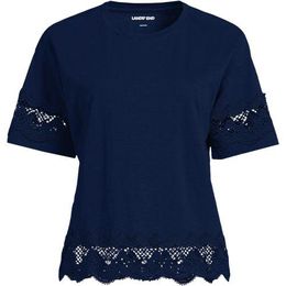 LANDS' END Flammgarn-Shirt mit Bord&uuml;ren, Damen,  Wei&szlig;, Baumwolle, by Lands' End