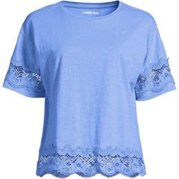 LANDS' END Flammgarn-Shirt mit Bord&uuml;ren, Damen,  Blau, Baumwolle, by Lands' End