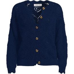 LANDS' END Noppencardigan, Damen,  Blau, Baumwolle, by Lands' End