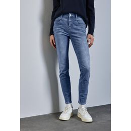 Street One Damen Slim-fit-Jeans "Style YORK", blau, Gr. 31, Denim/Jeans, Obermaterial: 63% Baumwolle, 25% Polyester, 10% Viskose, 2% Elasthan, Jeans