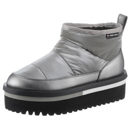 Tommy Jeans Damen Winterboots "TJW NYLON FLATFORM BOOT WL", Gr. 40, grau, Leder, Textil, unifarben, Schuhe, Plateau, Snowboots, Ankleboots,