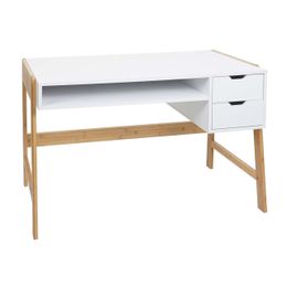 Mendler Schreibtisch HWC-K12, B&uuml;rotisch Computertisch Arbeitstisch, Schublade, Bambus 76x115x58cm ~ Variante 86671