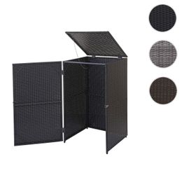Mendler M&uuml;lltonnenverkleidung HWC-E25, M&uuml;lltonnenbox M&uuml;lltonnenabdeckung, Poly-Rattan 120l ~ Variantenangebo 65254