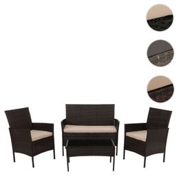 Mendler Poly-Rattan Garten-Garnitur HWC-N98, Sitzgruppe Lounge-Set, Metall Glas Stoff/Textil (180g/m˛) ~ Var 159071