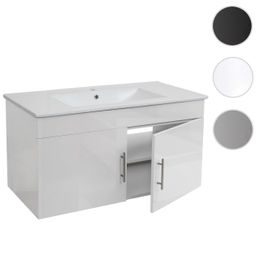 Mendler Waschbecken + Unterschrank HWC-D16, Waschbecken Waschtisch, MVG-zertifiziert, hochglanz 90cm ~ Varia 62242+62241